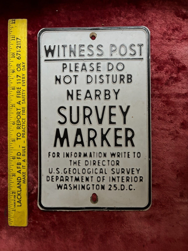 Vintage Older Embossed Metal Witness Post Do Not Disturb Survey Marker ...