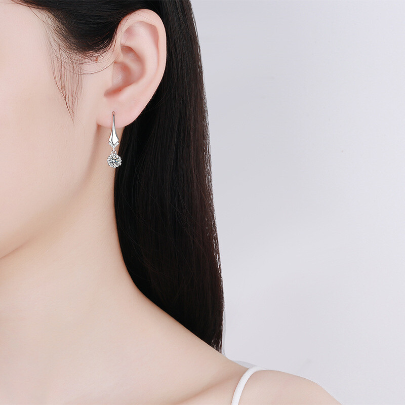 1ct/pair Created Moissanite Drop Dangle Hook Earring 925 Sterling ...