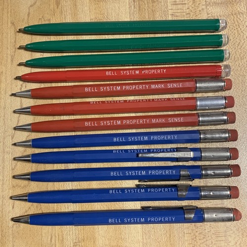 VTG Green, Blue Red Lot 8 Mechanical Lead Pencil 4 Ink Pens Bell System ...