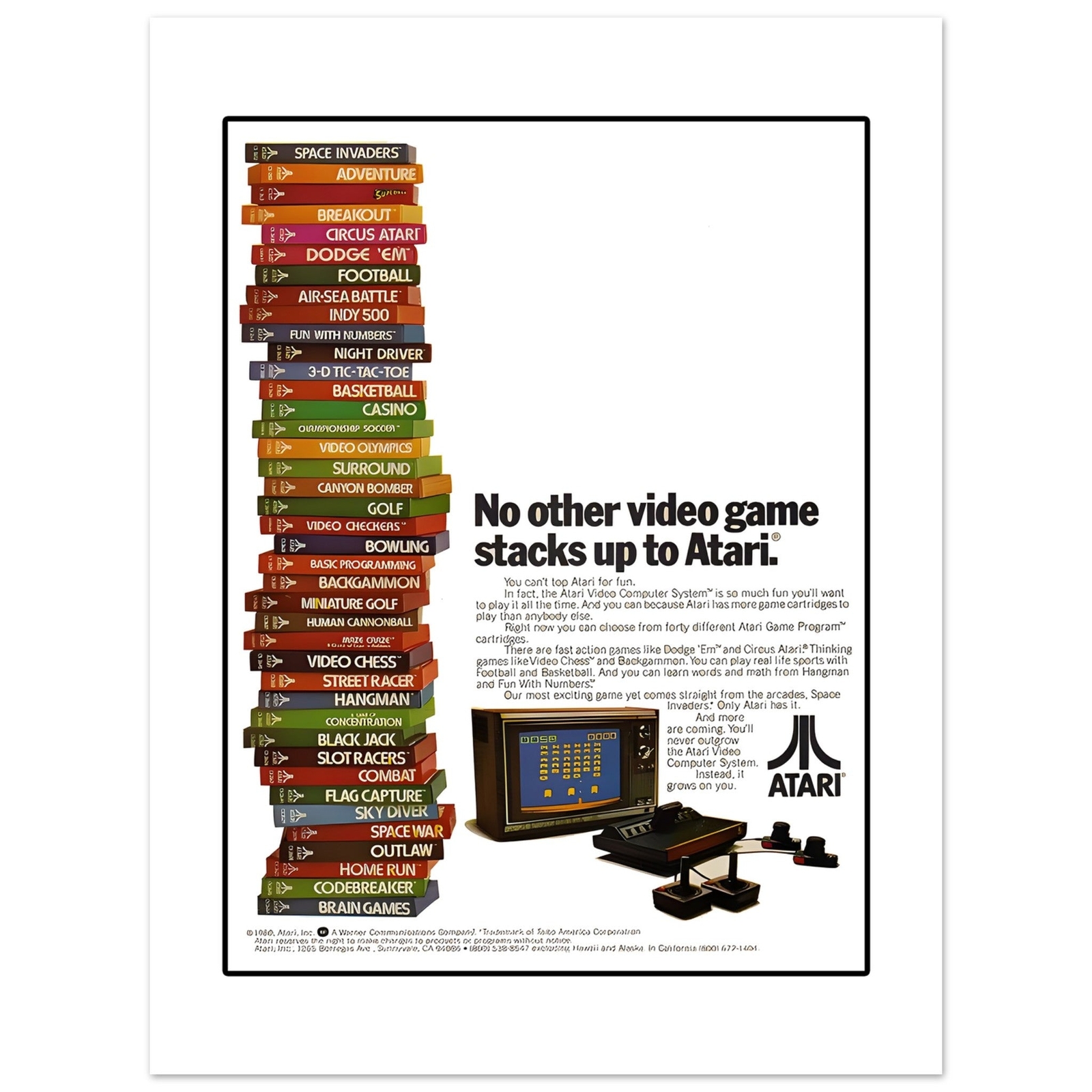 Atari 1980 Video Console Retro Advertisement Art Print Poster | eBay