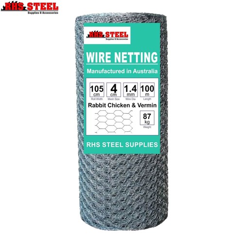 105cm x 100m Aus Made Chicken Wire Netting Hexagon Fence Mesh ...
