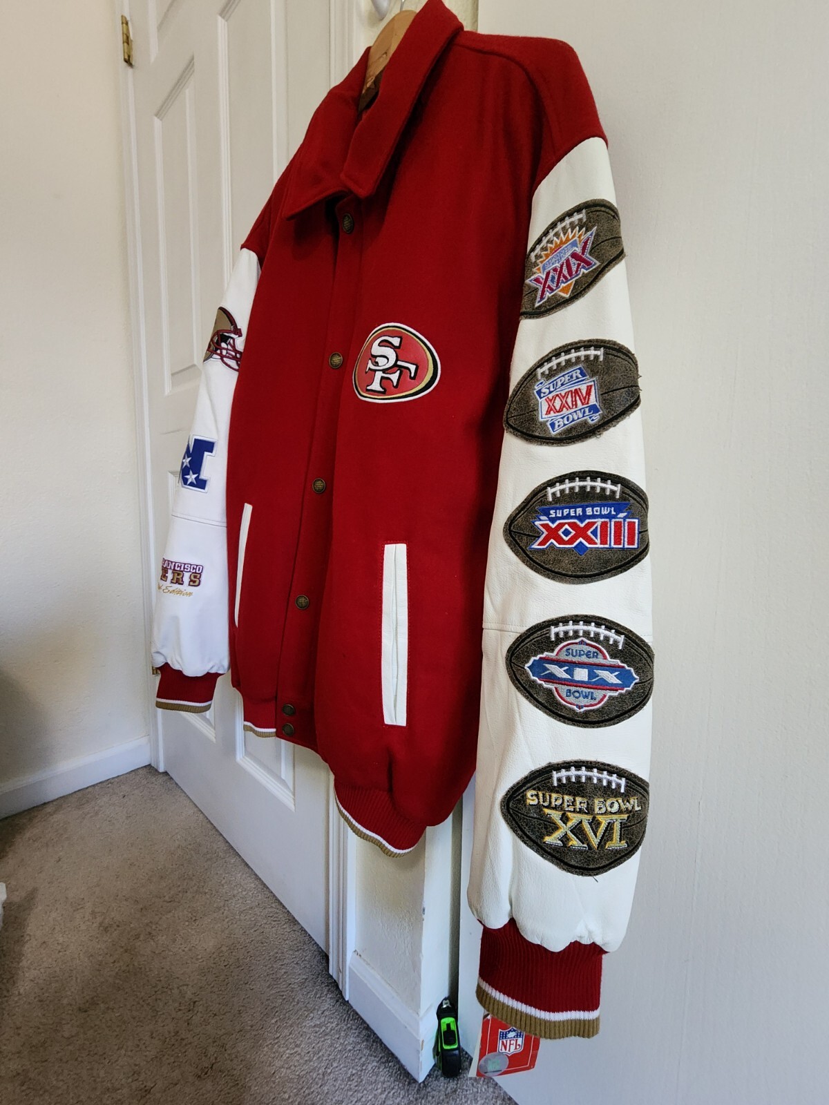 San Francisco 49ers 5 -Time Super Bowl Champions Wool & Leather Jacket ...