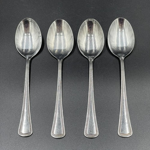 4 Oneida NEEDLEPOINT Oval Soup Spoons Beaded Artistry Stainless 1881 ...