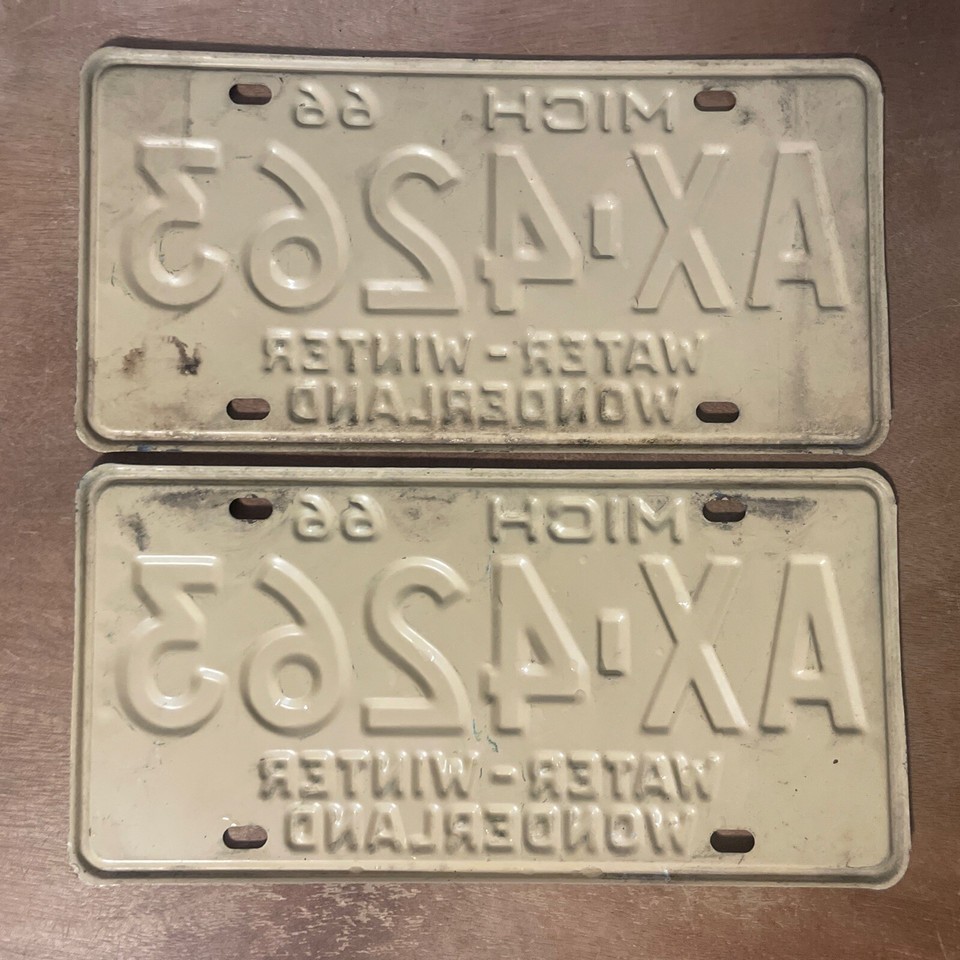 1966 Michigan License Plate Pair # AX-4263 | eBay