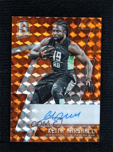 2016 Panini Spectra Neon Orange /5 Keith Marshall #231 Rookie Auto RC ...