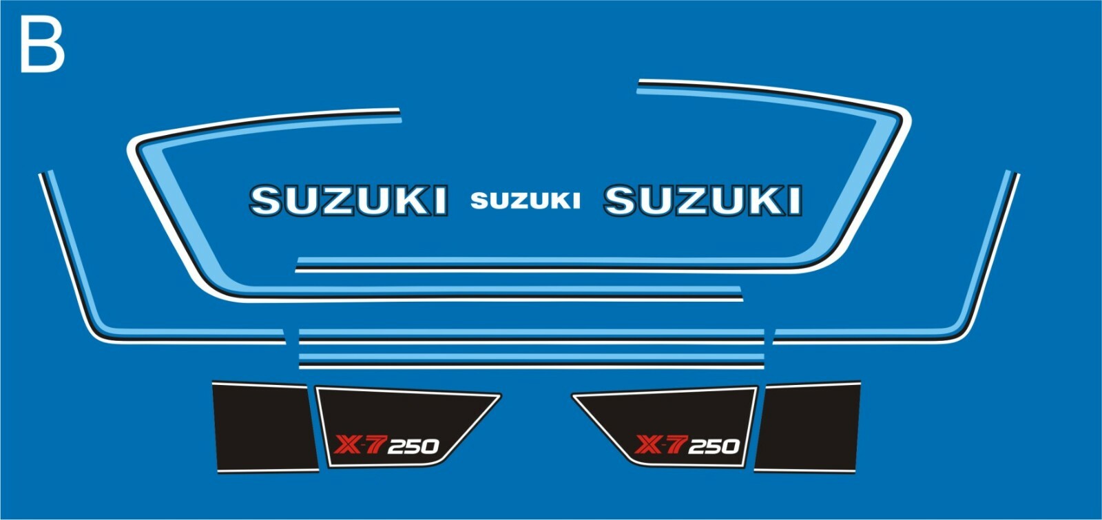 Replacement Decals Suzuki GT250 X7 Mk3 Blue Bike. | eBay UK