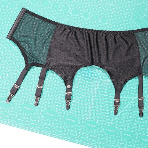 Women's Soft Stretchy 6 Straps Garter Belt Sheer Mesh Cloth Splicing ...