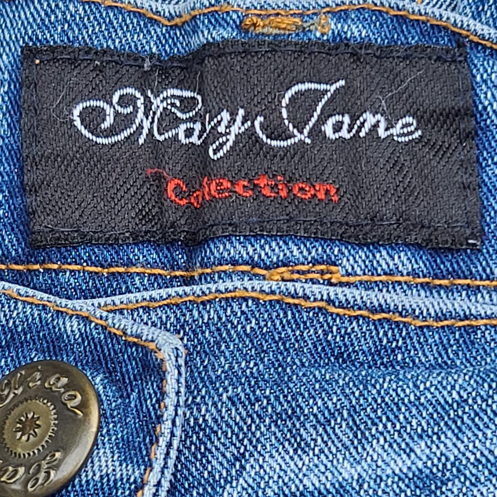 Mary Jane Collection Vintage Embroidered Denim Pencil… - Gem
