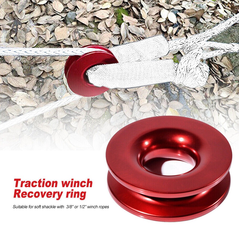 Aluminum Recovery Ring Snatch Block Pulley RED For 55000 lbs Soft ...