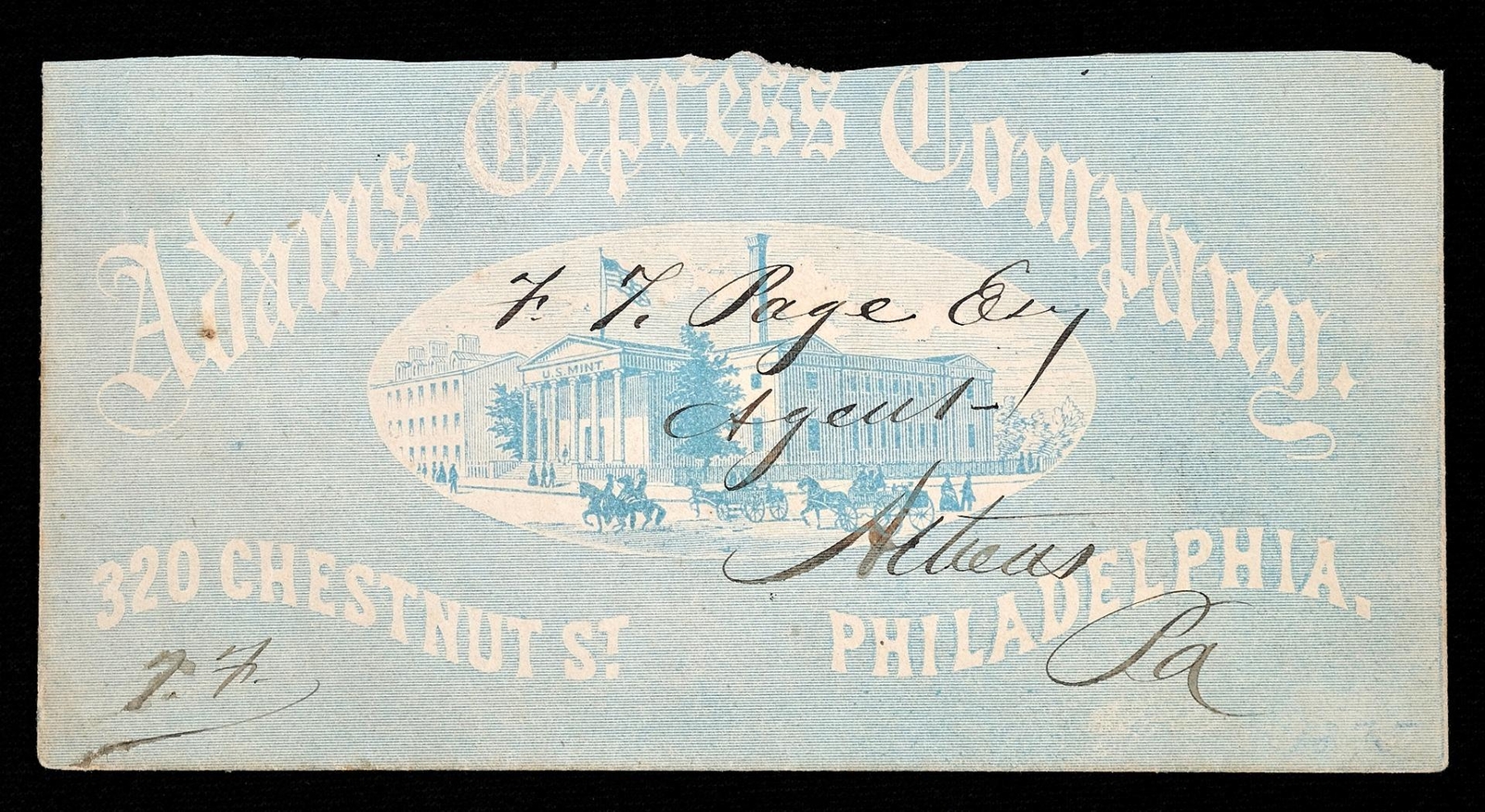 Adams Express Company Blue Advertising Illustrated Philadelphia Cover ...