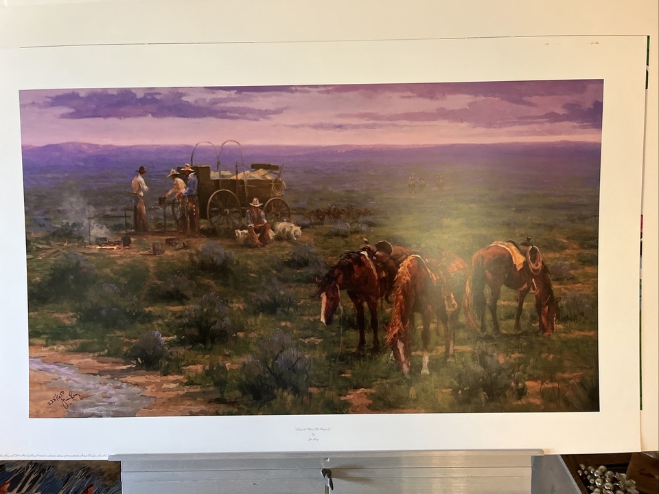 HOME IS WHERE THE WAGON IS by Jim Rey Limited Ed Hand Signed Western ...