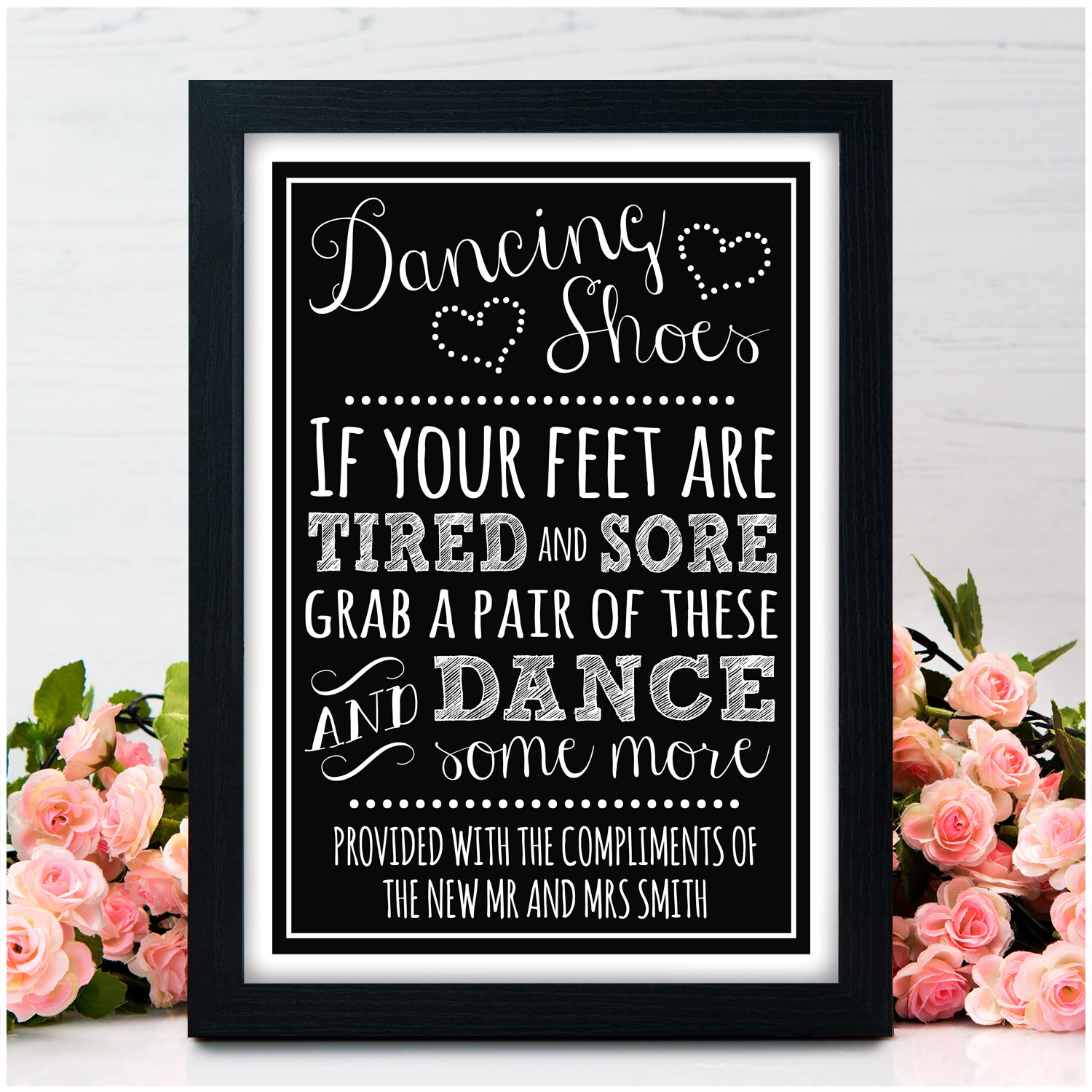PERSONALISED Dancing Shoes Chalkboard WEDDING SIGN Dancing Feet Flip ...