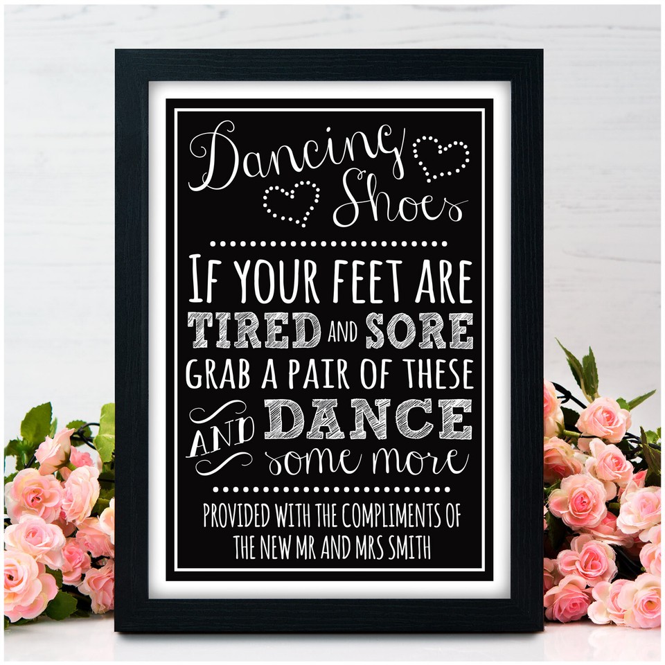 PERSONALISED Dancing Shoes Chalkboard WEDDING SIGN Dancing Feet Flip ...
