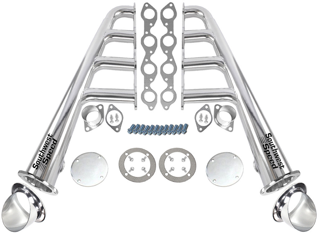 NEW LAKE STYLE STAINLESS STEEL HEADERS WITH CERAMIC TURNOUTS,BBC 366 ...