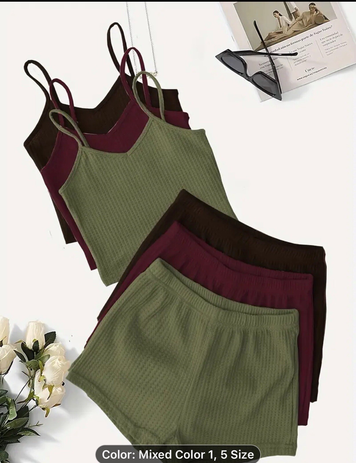 Camisole shorts Cami top Tending Sexy Cute Loungewear/pajamas- set of 3 ...