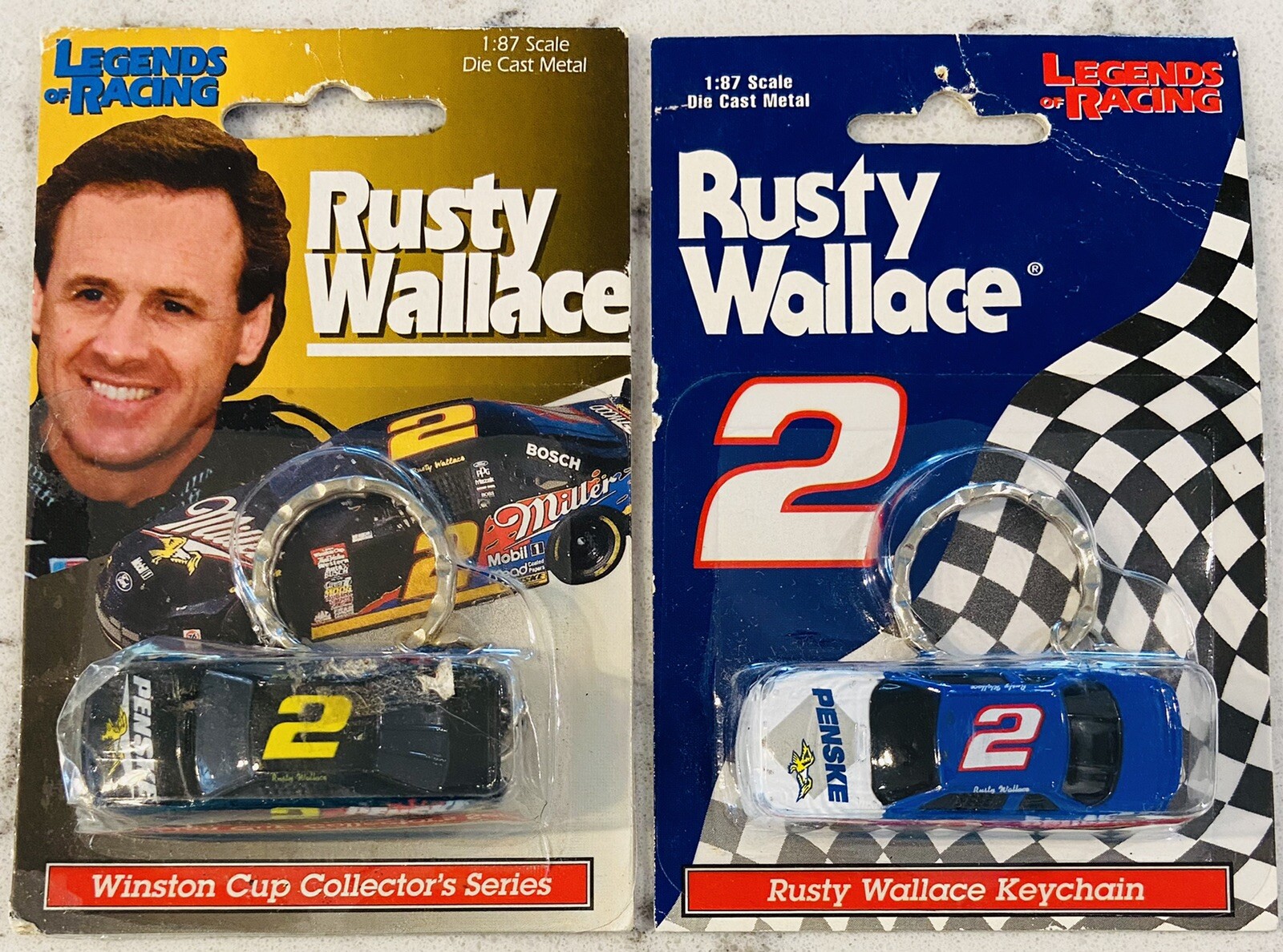 2 - Legends Of Racing Rusty Wallace Miller/Penske #2 Key Chains 1:87 ...