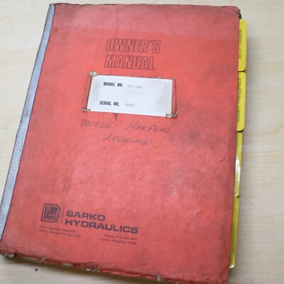 BARKO 450 CLR Log Loader Owner Operator Service Maintenance Parts ...