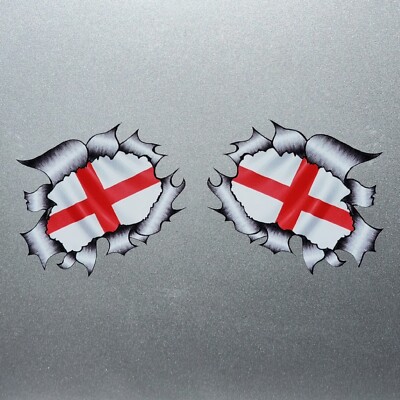 2x Small England English Flag Ripped Metal Vinyl Sticker Decal 70x56mm ...