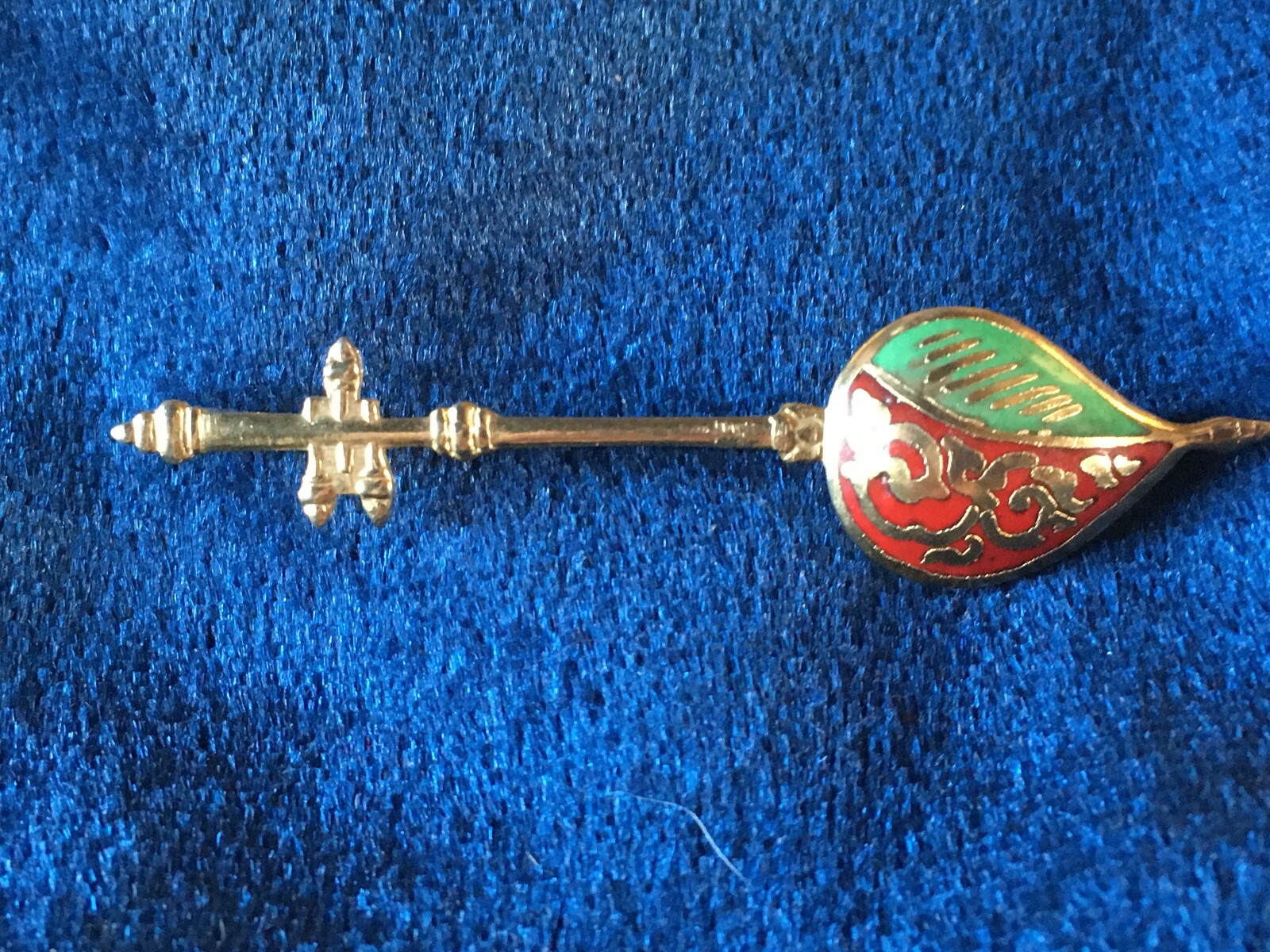Antique C Clasp 2.5" Arrow Scepter Enamel Blue Red Go… - Gem