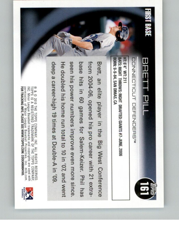 2010 Topps Pro Debut Brett Pill 161 Connecticut Defenders | eBay