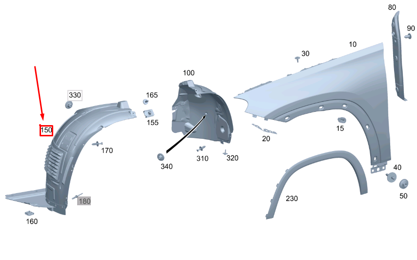 MB GLE W167 Front Right Wheel Housing Liner Front Part A1676908307 NEW ...