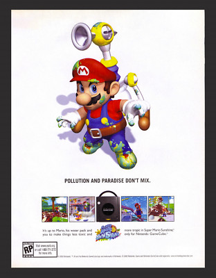 Super Mario Sunshine Nintendo GameCube 13 x 18" 2002 Game Art Print ...