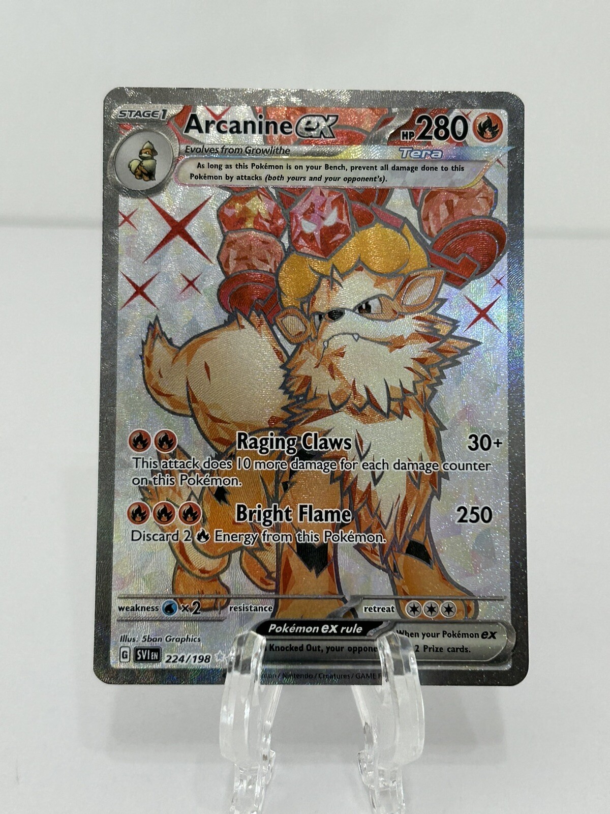Arcanine ex - 224/198 Scarlet & Violet FULL ART Ultra Rare Pokemon ...