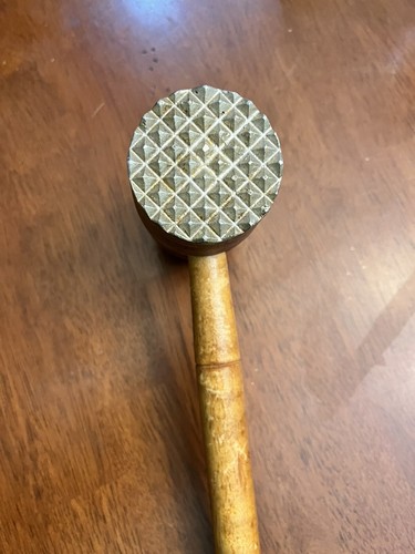 Vintage Butcher Mallet Hammer Meat Steak Tenderizer Wooden Wood Large ...