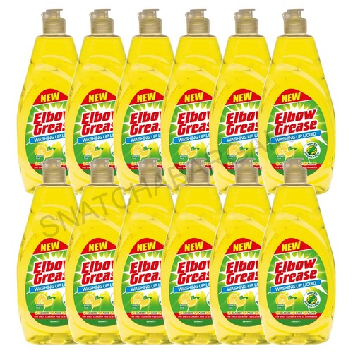 12 x ELBOW GREASE LEMON WASHING UP LIQUID 600ml RECOMMENDED BY MRS ...