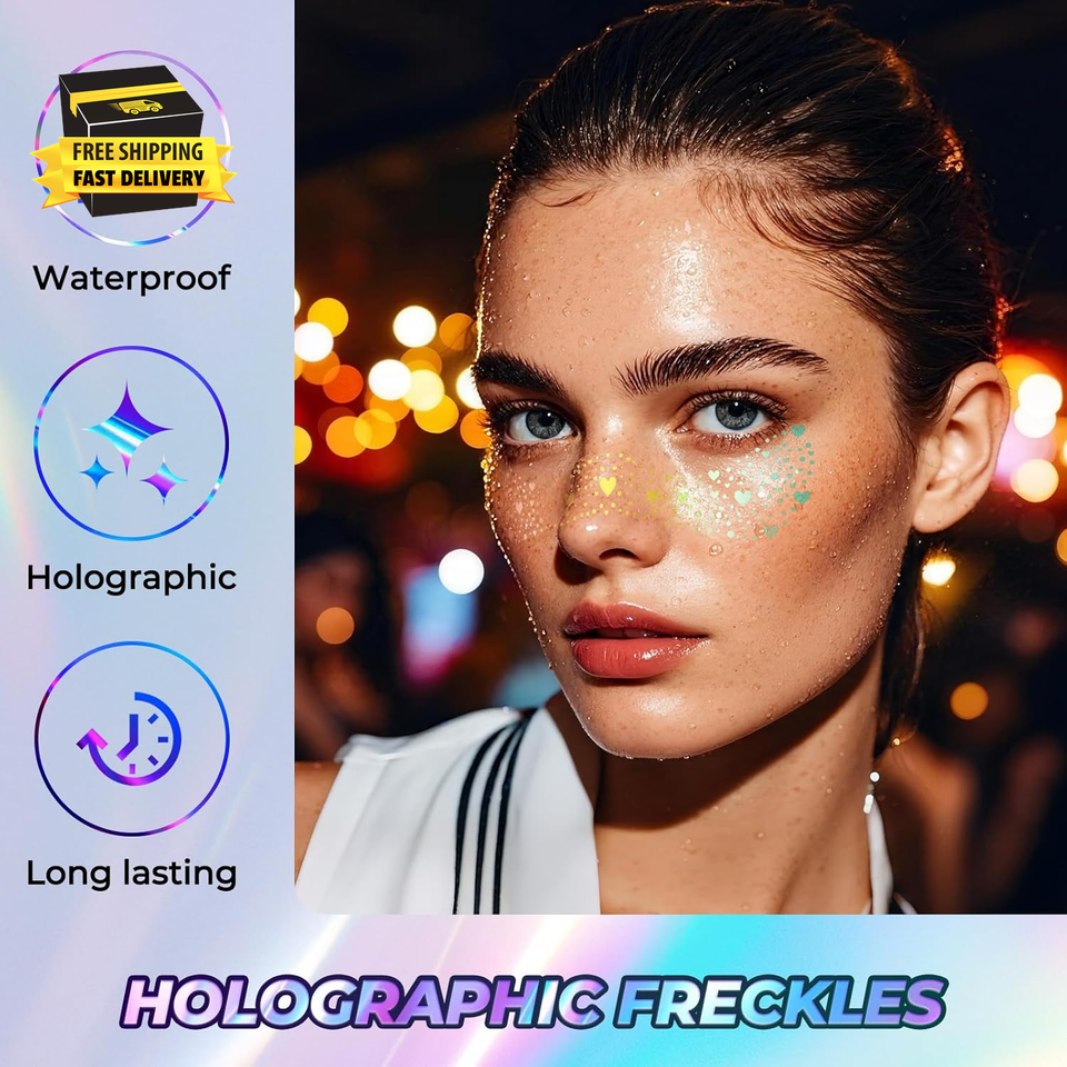 Glitter Freckles, Holographic Glitter Freckles Face Tattoo for ...