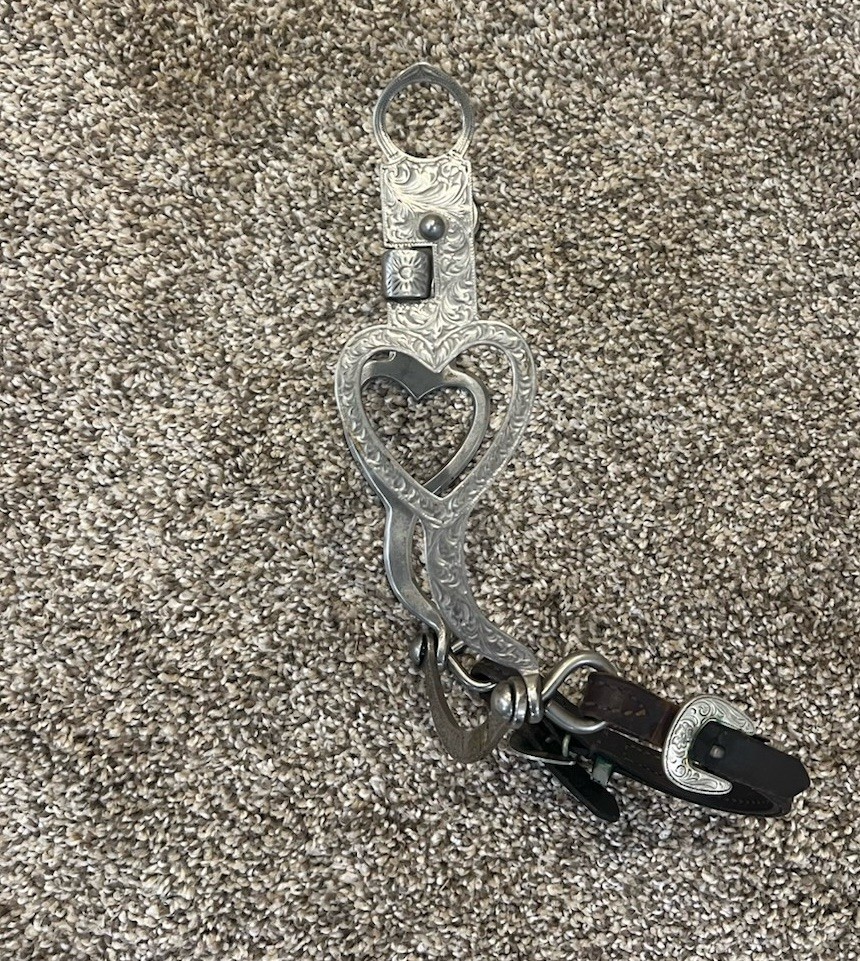 Western Silver Heart Cheek Show Bit 5" Mouth Low Port 1” Used Free Ship ...