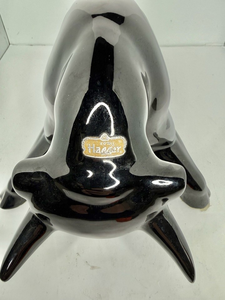 Vintage MCM Royal Haeger Black Glazed Charging Bull Sculpture Ceramic ...