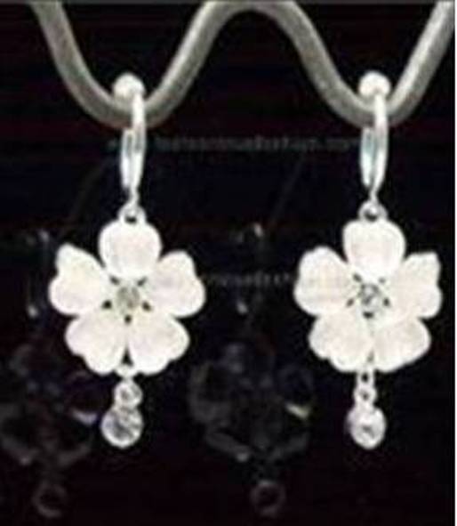 1 PAIR SPRING CLIP-ON PINK or WHITE FLOWER+CZ DROP DANGLE EARRINGS | eBay
