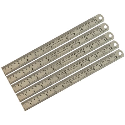 5 x 30cm 300mm 12" Precision Stainless Steel Ruler Metric Imperial ...