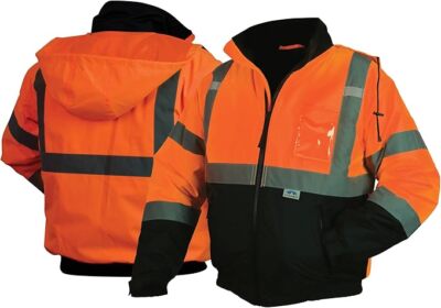 HIGH VISIBILITY ORANGE WATERPROOF REFLECTIVE ROAD WORK CONSTRUCTION ...