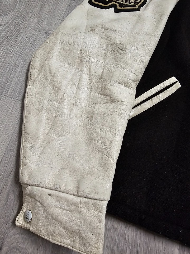 Vtg 70s/80s Walkerton Blackhawks PJHL Hockey Leather/Wool Varsity ...