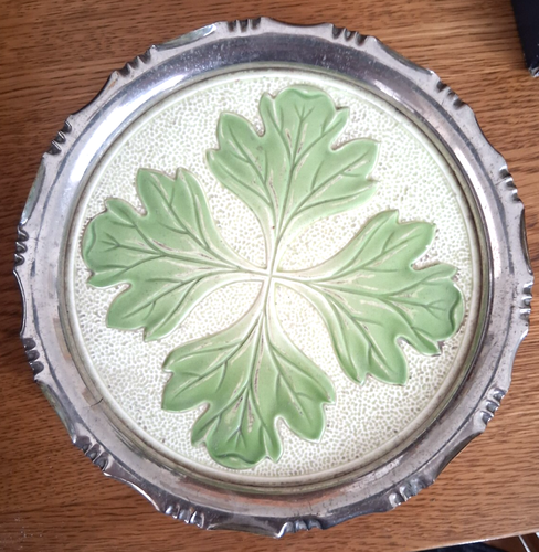 WMF silver plate and ceramic pot stand leaf pattern | eBay UK
