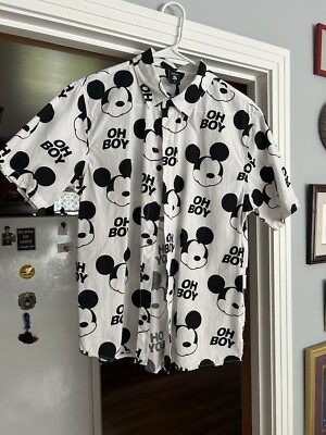 Disney NEFF Collection Mickey Mouse OH BOY Button up Shirt White/Black ...