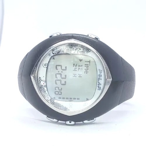 Black Polar F6 Watch Digital Fitness Heart Rate Monitor Silver Face 50m ...