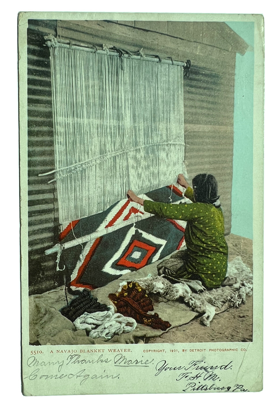 1901 NAVAJO BLANKET WEAVER Textiles New Mexico Native American Blanket ...