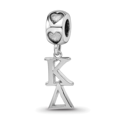 Sterling Silver LogoArt Kappa Delta Vertical Letters on Heart Bead ...