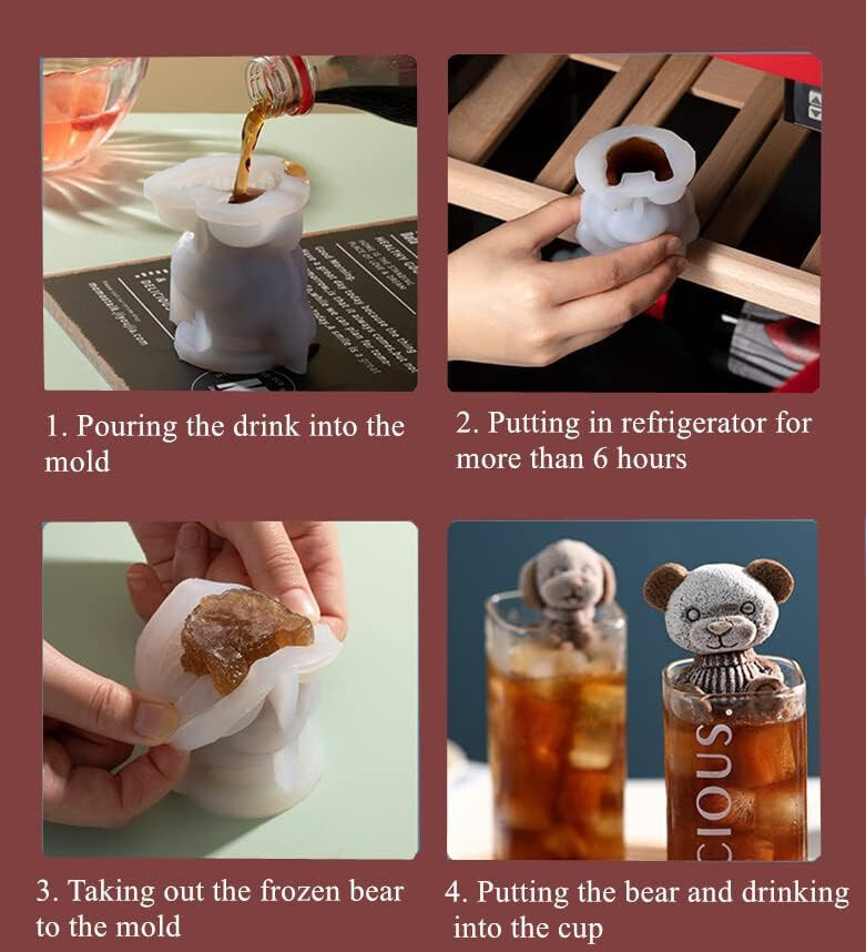 Bear Ice Cube, Animal Ice Mold, Bear Shaped Ice Cube Mold, 3D Ice Cube ...