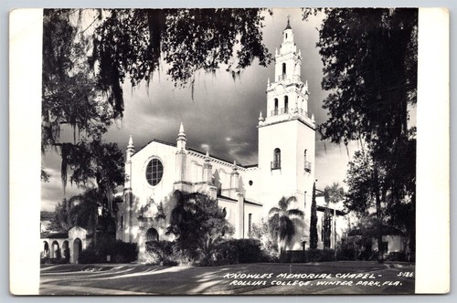 Postcard Knowles Memorial Chapel, Rollins College, Winter Park FL RPPC ...
