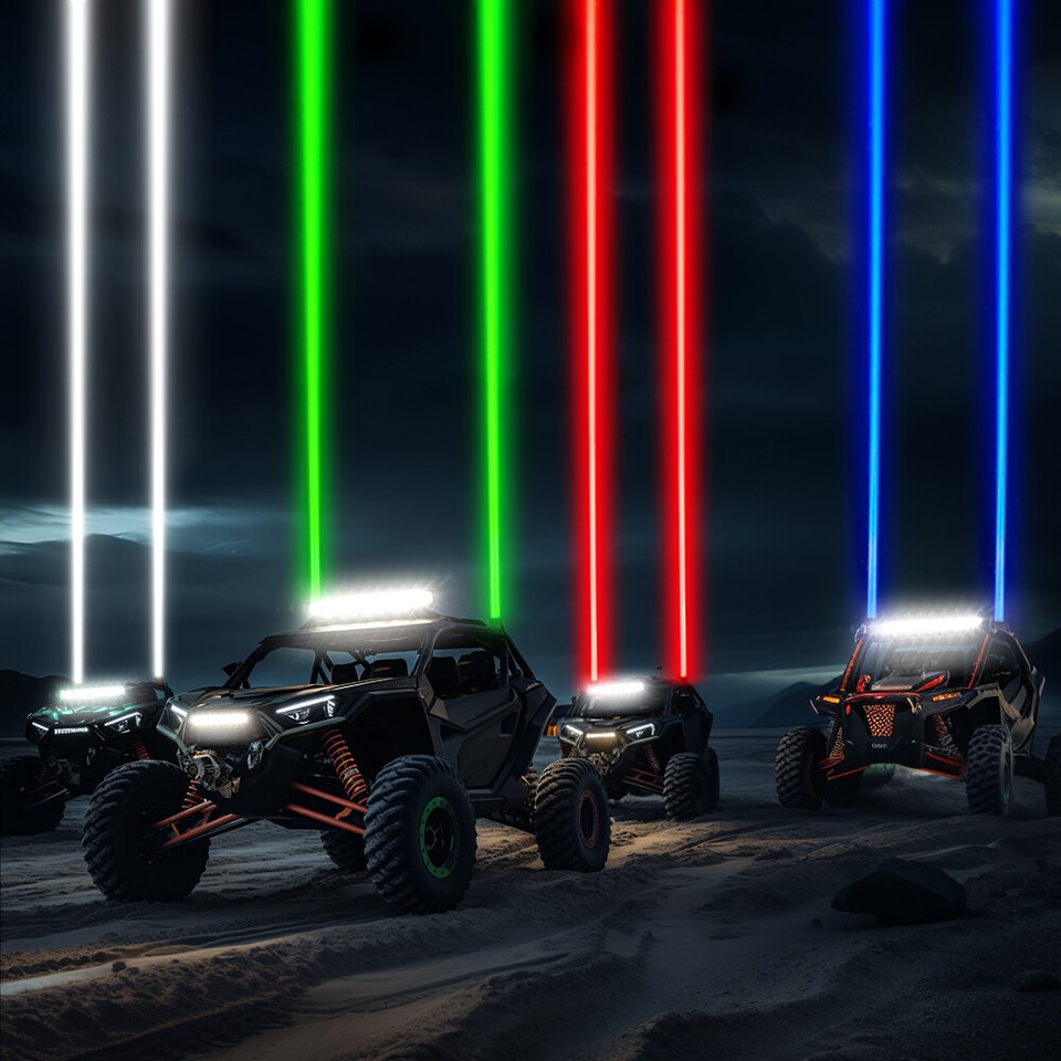 4PCS RGBW Laser Whip Light Spot Pods Offroad Whipless Remote for Can-am ...