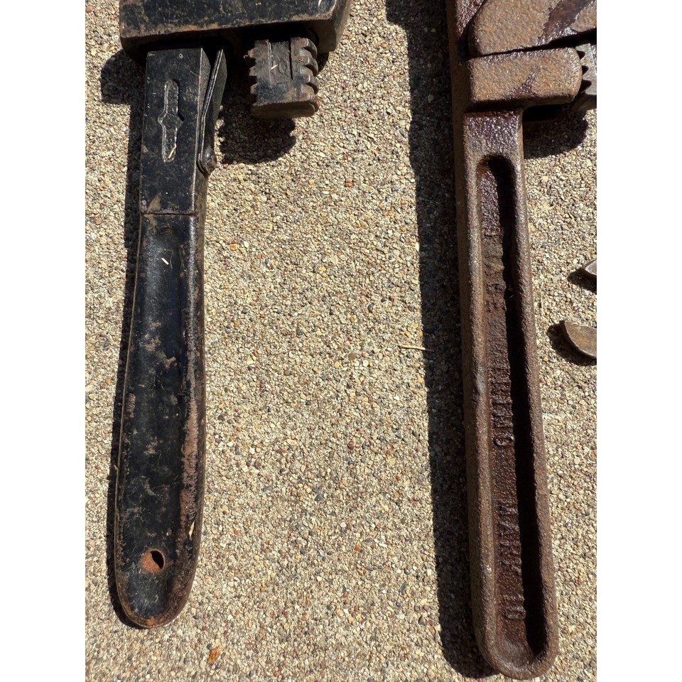 Vintage Pipe Wrench Lot Rigid Trimo Drop Forged Shears Primitive Tools ...