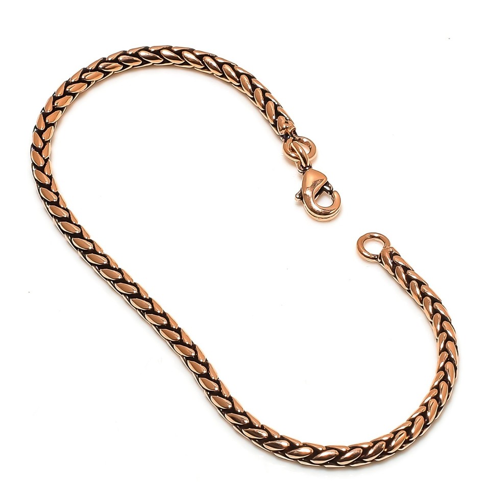 Pure Copper Oxidized Chain Link Chain Bracelet Solid Copper Bracelet ...
