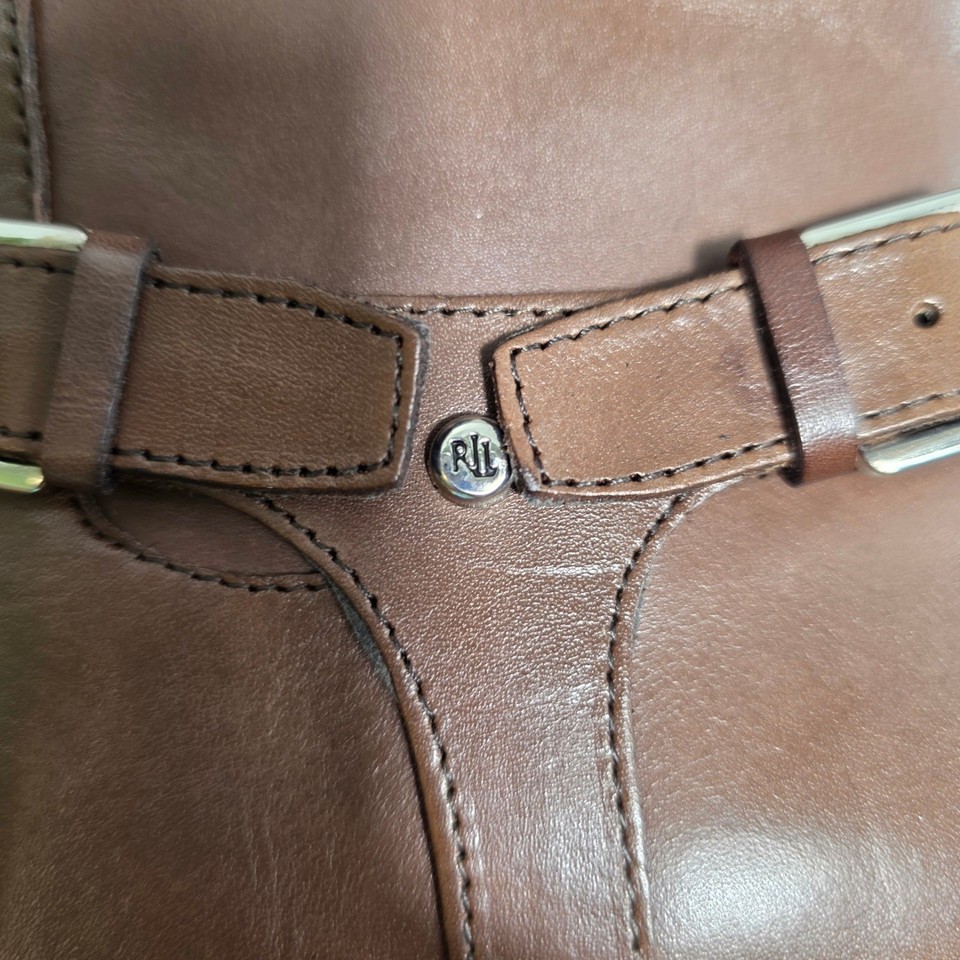 Lauren Ralph Lauren Marion Brown Burnished Leather Tall Riding Boots 5 ...