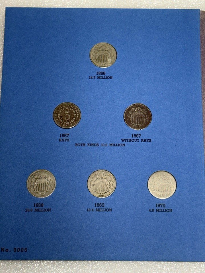 14 Coins & Rare Vintage Album Whitman #9006 Shield Nickel 1866–1883 ...