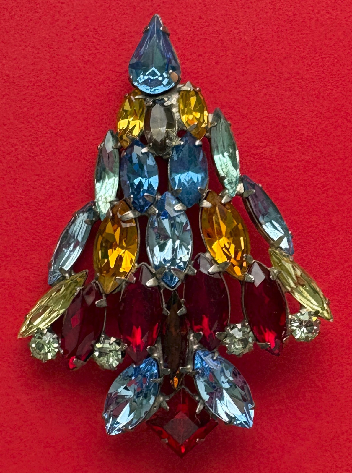 VINTAGE CHRISTMAS TREE PIN BROOCH ALBERT RHINESTONES … - Gem