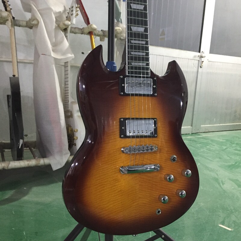 New Sunburst SG Electric Guitar Solid Body Black Fretboard 2Humbuckers ...